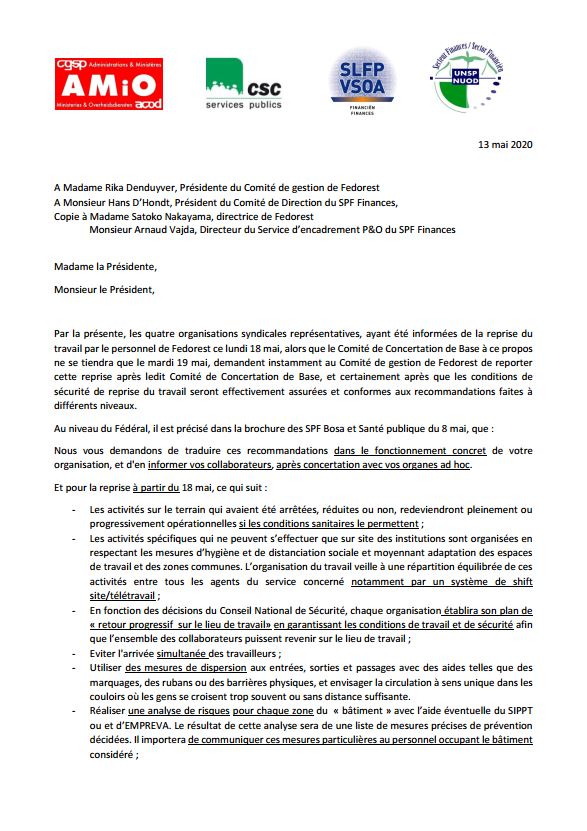 Fedorest : NON à une reprise dans ces conditions ! - UNSP